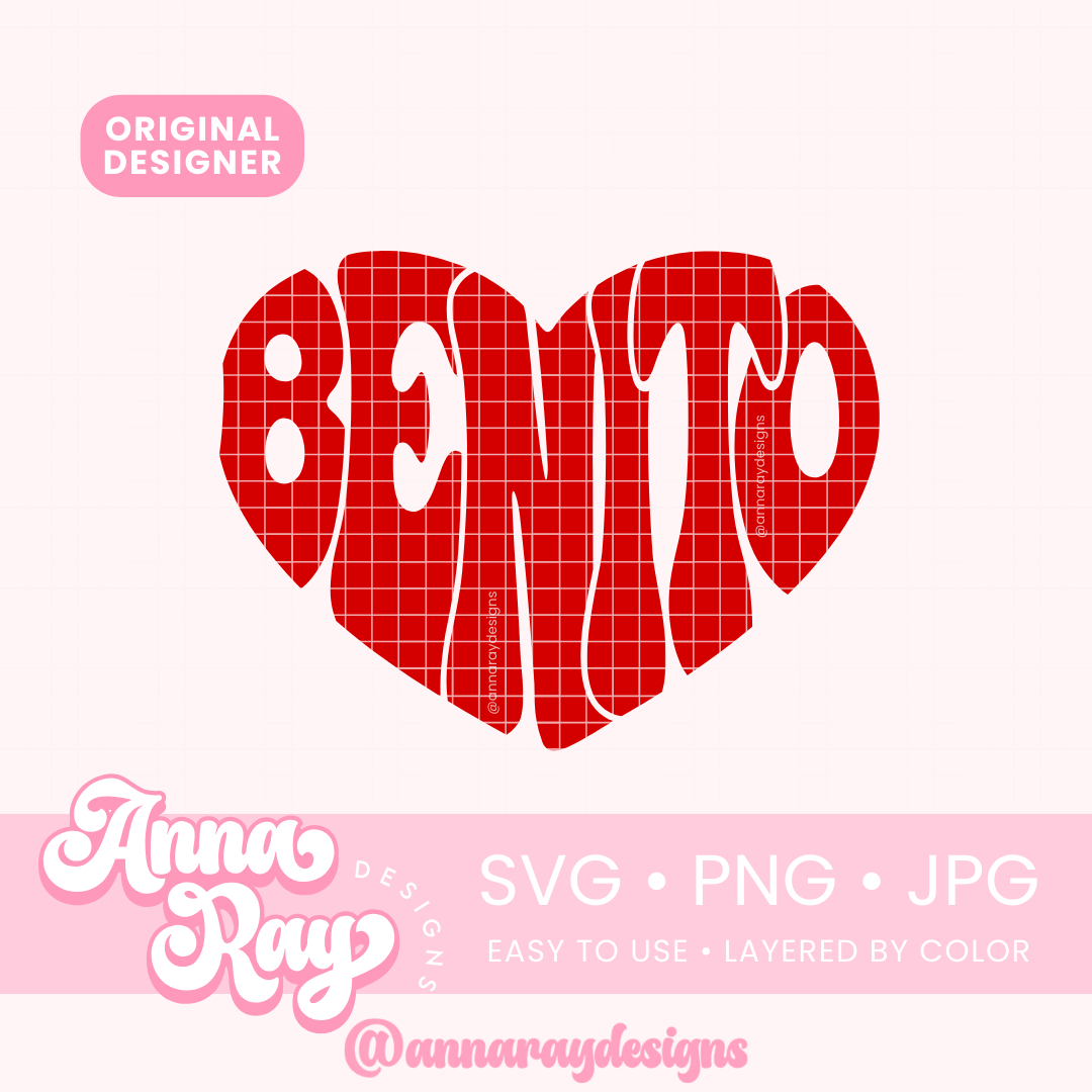 Retro Benito Heart SVG PNG JPG – Anna & Ray Designs