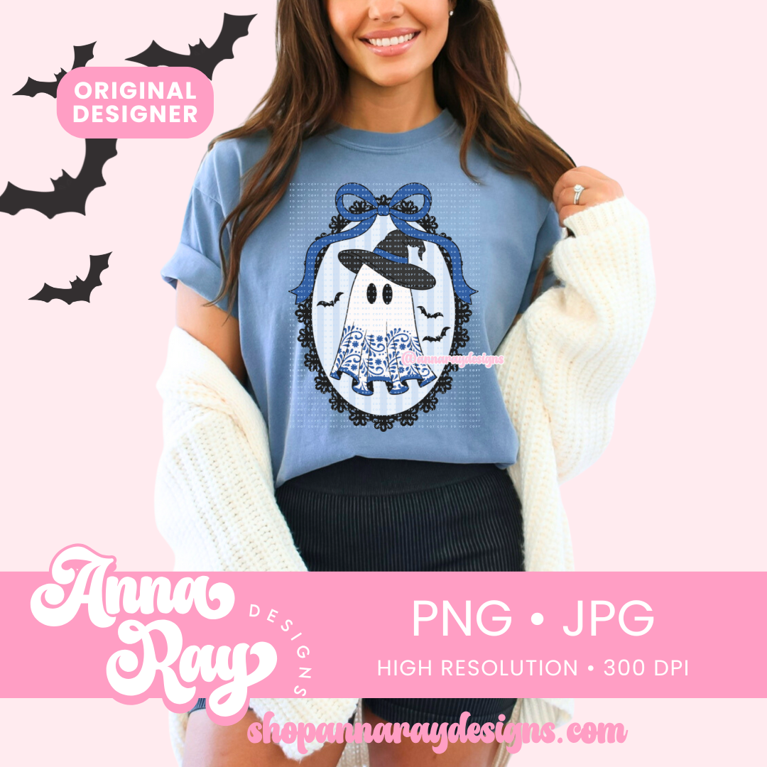 Blue Coquette Talavera Ghost PNG JPG – Anna Ray Designs